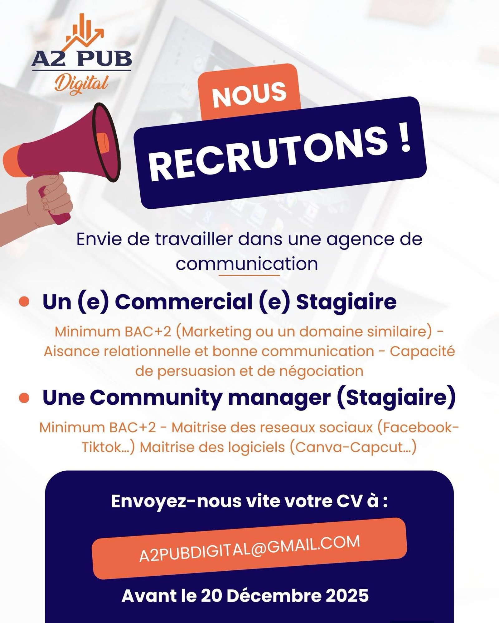 AZ PUB DIGITAL RECRUTE 02 POSTES H/F - Y'a bara | Offres d'Emplois et ...